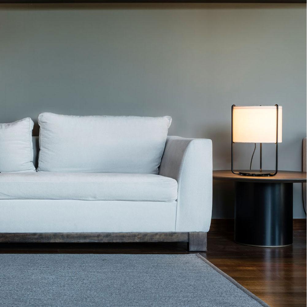 Lampadar living Drum, finisaj negru - bej, 01723 — archi|LIGHT