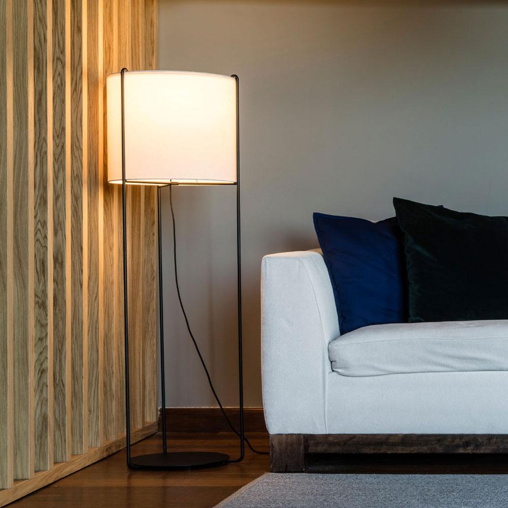 Lampadar living Drum, finisaj negru - bej, 01723 — archi|LIGHT